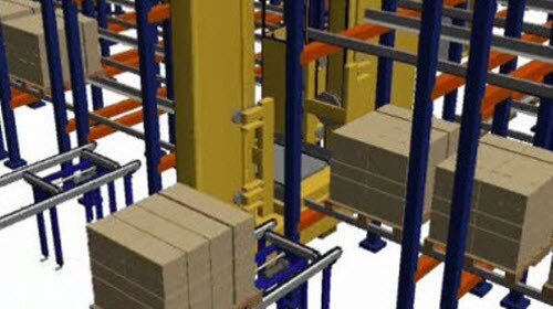 Animation of a Pallet Shuttle system with stacker crane | Mecalux.co.uk
